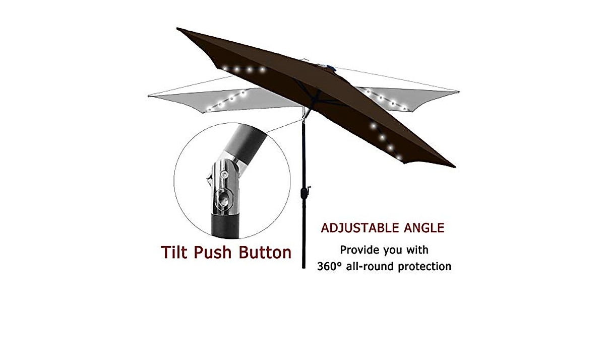 SUNLAX 6.5x10ft Patio Umbrella with Solar Lights