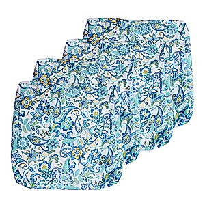 EHouseHome Patio Chair Seat Cushion Covers,Washable UV Resistant Slip Covers Replacement,Waterproof Outdoor Furniture Cushion Pillow Seat Cover for Couch,Garden,Sofa,22"×22"×4"(4 Covers Only,Paisey)
