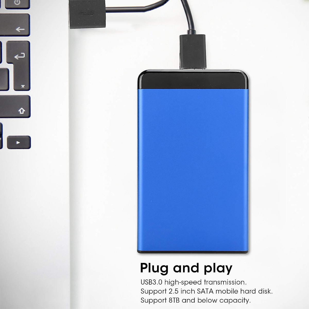 Wuqioei Portable 8TB External Hard Drive Portable HDD, Portable USB3.0 Floppy Drive 2.5 inch SSD/HDD SATA Disk Ultra-Thin Card Reader,Easy to Install,for Windows 10/7 / Vista/8 / XP/SE / 98(Blue)