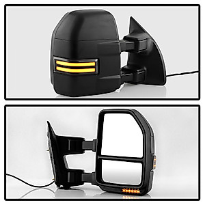 ACANII - Telescoping Manual Non Heat Towing Mirrors w/LED Signal PAIR For 1999-2007 Ford F250 F350 F450 F550 Superduty