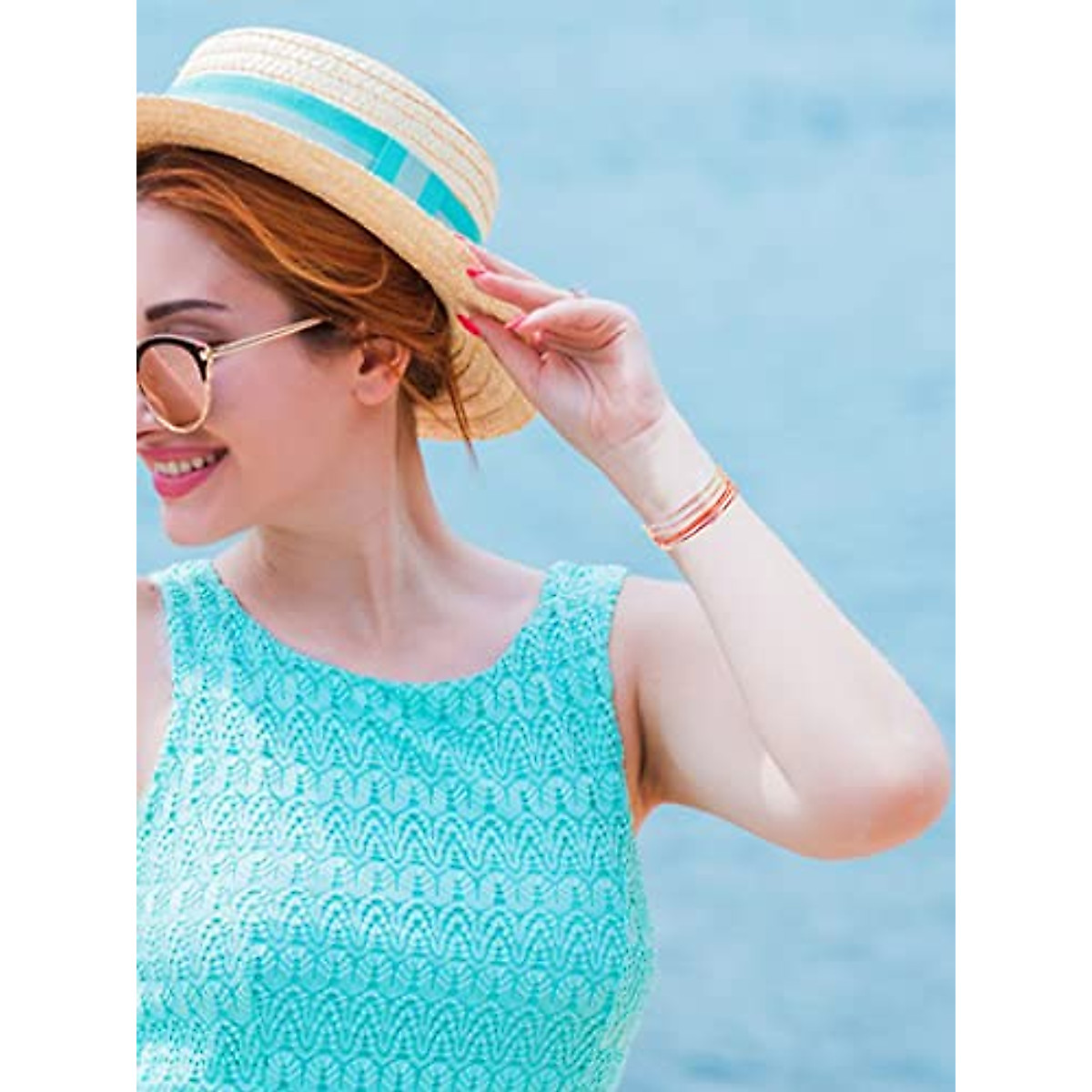 Roe Dolph String Bracelets for Men Boho Wave Bracelets Aesthetic Surfer Bracelets Adjustable Handmade Braided Bracelets Set Waterproof Bracelets for Summer(Style E)