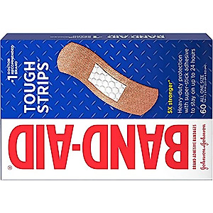 Band-Aid Brand Tough-Strips Adhesive Bandage for Minor Cuts & Scrapes, All One Size, 60 ct (Limited Edition)
