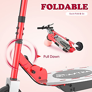 MAXTRA E120 Electric Scooter with Removable Seat, 60 Mins Long Battery Life ＆ up to 10mph, Adjustable Height for Kids Ages 6-12