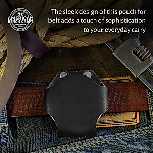 Dip Can Holder (Black) - Full Grain Leather Belt Pouch - w/Solid Brass Rivets - Convenient Slip-On Tobacco Dip Can Holster - Durable & Comfortable Snuff Can Holder - Stylish Belt Accessories for Men