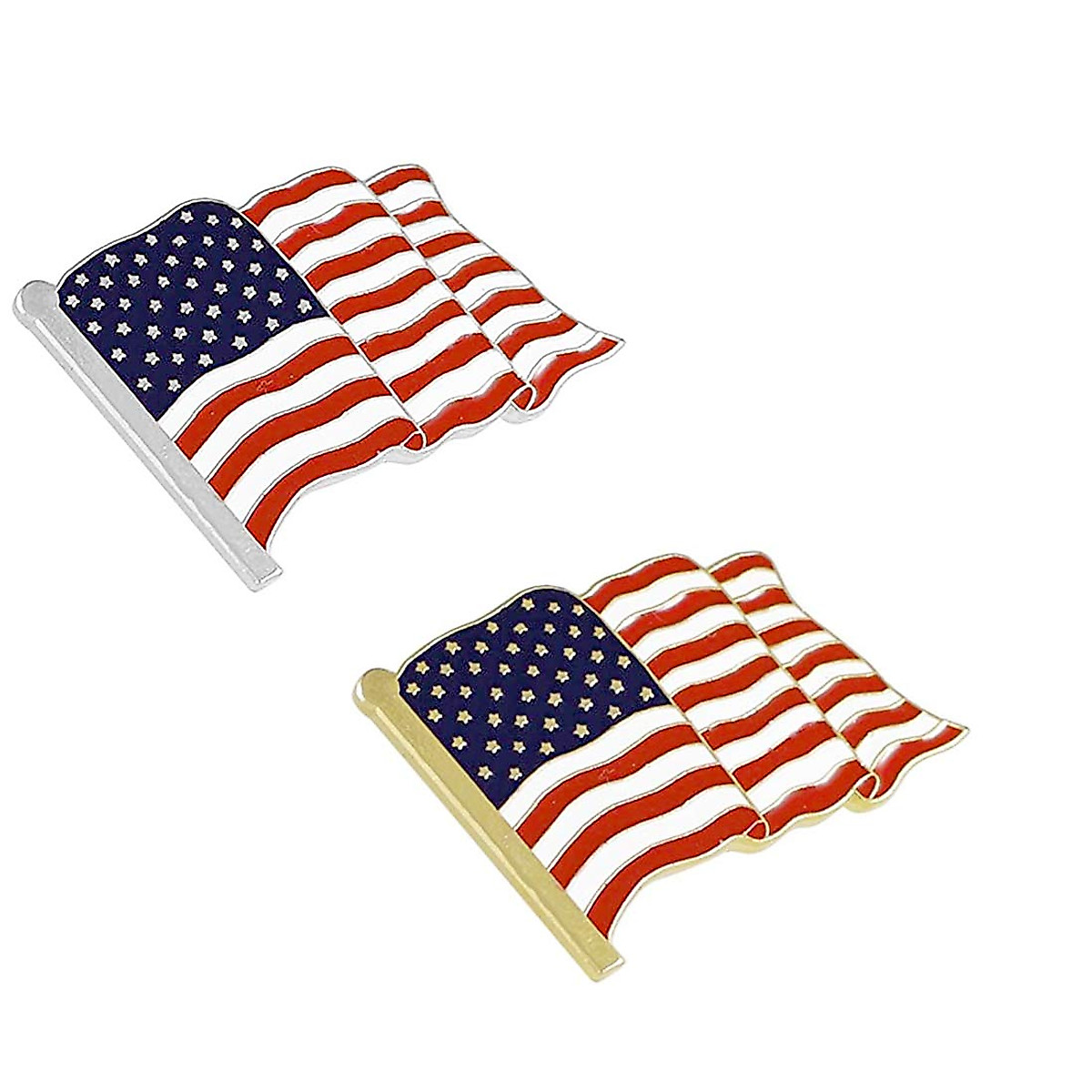 ROSTIVO American Flag Pin Lapel Enamel Pins for Backpacks Hat Waving Flag Brooch Pin Badge for Men Women Boys Girls（2Pack）