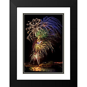 ArtDirect Colorado, Frisco Fireworks Display on July 4th XV 13x18 Black Modern Wood Framed with Double Matting Museum Art Print by Lord, Fred