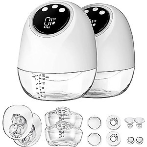 Breast Pump, Double Wearable Electric Breast Pump, Hands Free Breast Pump, Longer Battery Life, Rechargeable Portable Breast Pump with 3 Modes & 10 Levels,LED Display,2 Pack