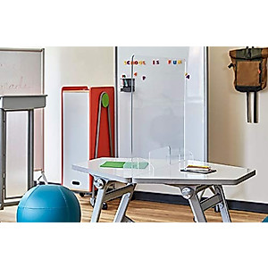 Safco Products Protective Acrylic Portable Sneeze Guard, Freestanding Cough & Sneeze Shield for Workers, Receptionists & Customers, 29.5"W x 23.5"H, Sturdy 0.236" Material Thickness