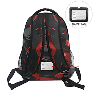 Krafig Red Black Basketball Boys Girls Kids School Backpacks Bookbag, Elementary School Bag Travel Backpack Daypack