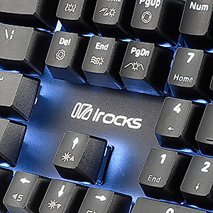 i-rocks K75M Illuminated Mechanical Keyboard, 104 Keys, PBT Keycaps, Backlit LED Light and Shortcut Keys - Programmable Light & Macro Recorder (Cherry MX Brown Switch, White)