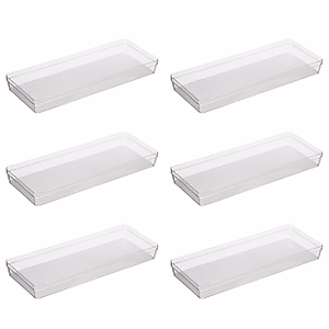Oggi Clear Drawer Organizer - 6" X 15" (Set of 6) - Ideal for Organizing Kitchen Drawers, Office, Desk, Silverware, Kitchen Utensils, Cosmetics and Bathrooms