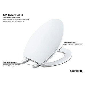 KOHLER K-4774-47 Brevia Elongated Toilet Seat, in Almond, L 18-5/8", W 14-3/16" & Danco 89094A Universal Toilet Bolt Cap, Plastic, Almond
