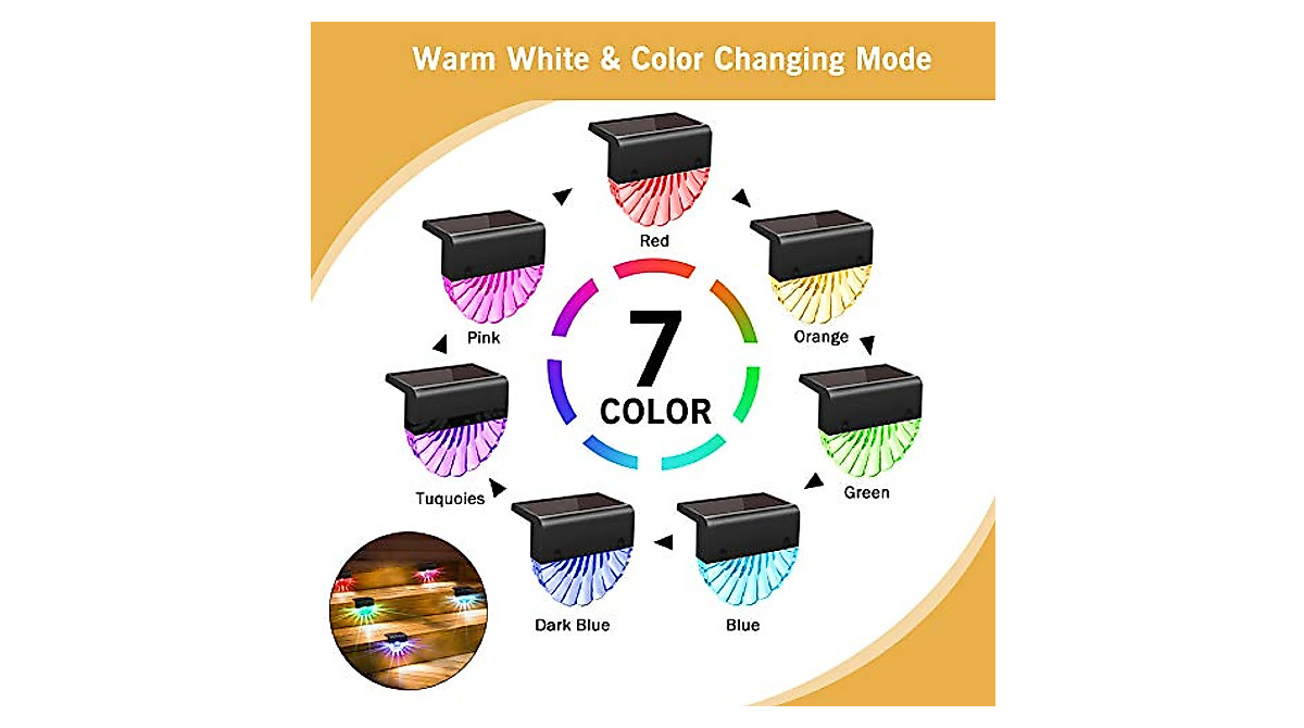 CIYOYO Solar Deck Lights - 8 Pack Outdoor Lighting