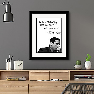 Michael Scott The Office Motivational Quote Frame Wall Art Decor 8x10 The Office Gift - You Miss 100% Of The Shots You Dont Take - The Office Merchandise - The office Wall Decor for Home and Office