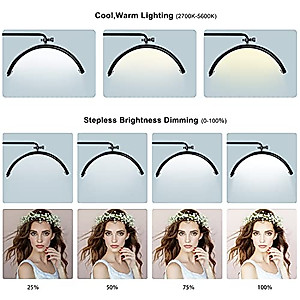 MINIEAR - Eyelash Extensions LED Floor Light, Estheticians Light, Tattoo Light, Pmu Lamp, Facialist Moon Lamp, Lighting for Beauty, Skincare, Salon SPA (Black)