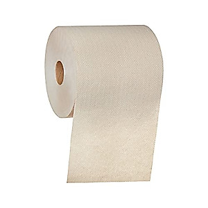 AmazonCommercial 1-Ply Kraft 7.9' Hard Roll Paper Towels, Bulk for Business, Made from 100% Recyclable Material, Compatible with Universal Dispensers, 4800 Count (6 Rolls of 800 Feet), Brown