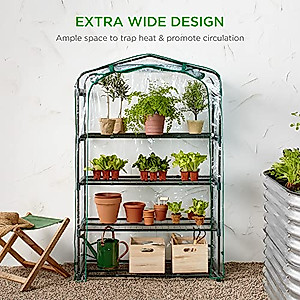 Best Choice Products 40in Wide 4-Tier Mini Greenhouse, Portable Indoor Outdoor Arboretum for Patio, Backyard, Nursery, Home Growing w/ Steel Shelves, Plastic Cover, Roll-Up Zipper Door