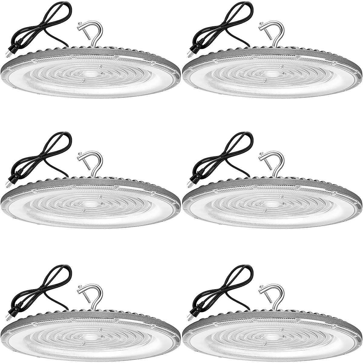 XYCN 6 Pack 400W UFO Led High Bay Light,100-277v,5000K Daylight Commercial Bay Lighting,IP66 Waterproof,61050LM,1750W MH/HPS With Plug Area Lighting For Warehouse/Shop/Workshop/Garage/Barn/Gym/Factory