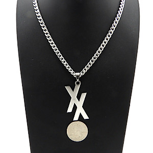 Jewelry For MGK XX PENDANT 18" 20" 24" BOX CUBAN ROPE STAINLESS STEEL CHAIN HIP HOP NECKLACE Style-2345908-2425