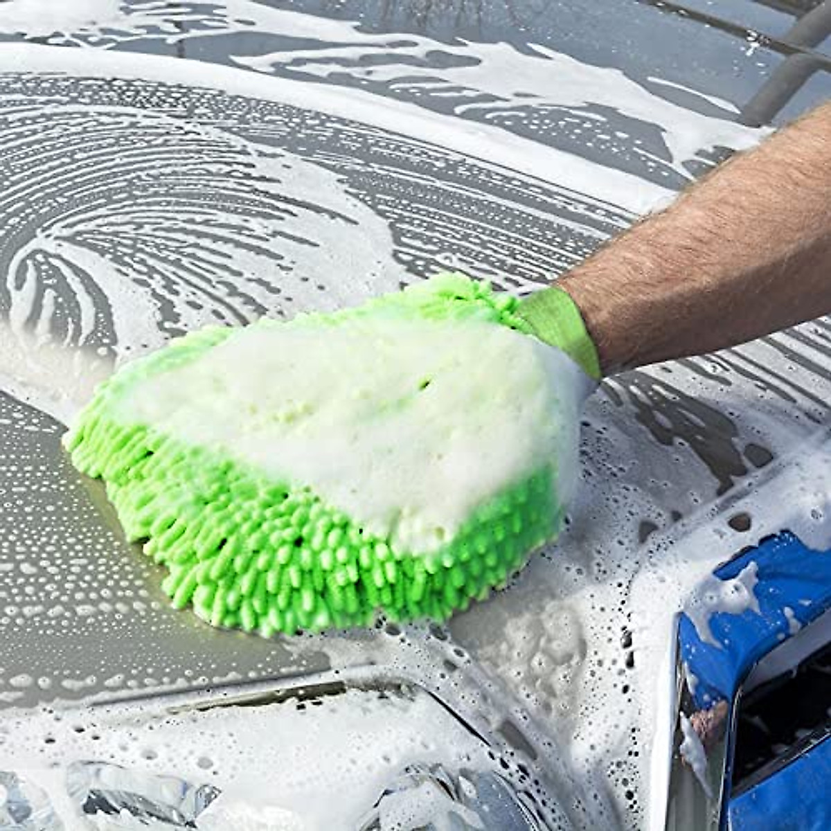 Chihutown 5 Pack Premium Chenille Microfiber Wash Glove, Double Sided Scratch-Free Car Wash Mitt, Soft Car Wash Sponge, Microfiber Wash Mitt for Car Cleaning