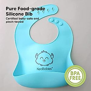 2-Pack Baby Silicone Bibs, Waterproof, Easy Wipe Silicone Bib for Babies, Toddlers, Baby Feeding Bibs with Large Food Catcher Pocket, Travel Bibs for Baby Girl, Boy, Food Grade BPA Free (Cloud Nine)