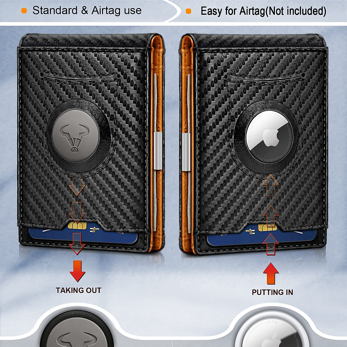 BULLIANT Men Wallet,Slim Leather Wallet RFID Blocken for Gift Men Standard & Airtag Use 11Cards