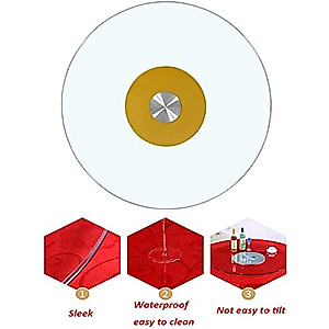 Lazy Susan turntable rotating tray, 10mm tempered glass plate and thicked aluminum alloy bearing, flexible rotation, Silent (Color : Gold, Size : 60cm/23.5in)