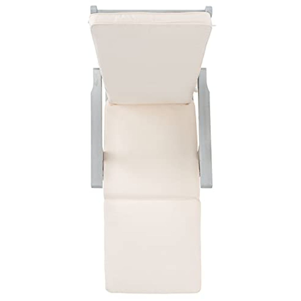 SAFAVIEH Outdoor Collection Palmdale Grey Solid Wood/Beige Cushion Chaise Lounge Chair (PAT7015D)