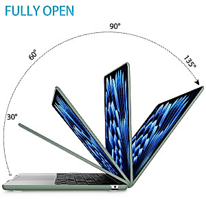 Mektron Case for MacBook Air 15 INCH 2024 M3 A3114 /2023 M2 A2941 Case with 15.3" Liquid Retina Display & Touch ID Cover, Plastic Hard Shell with Screen Protector, Matte Midnight Green