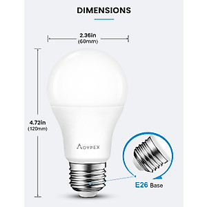 Aovpex Dusk to Dawn LED Outdoor Light Bulbs, 13W 1100LM(100W Equivalent), A19 Sensor LED Bulb, E26 2700K Soft White Day Night Bulbs, Auto ON/Off, Sensor Lighting for Porch Garage Front Door, 4 Pack