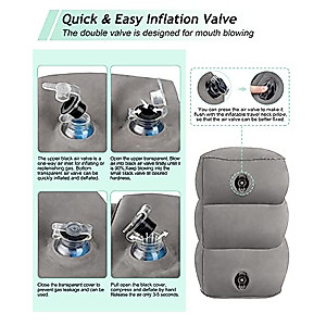 JefDiee Inflatable Travel Foot Rest Pillow, Kids Airplane Bed, Adjustable 3 Layers Height Leg Rest Pillow, Adults Travel Essentials Great for Airplane, Office, Home, Trains, Cars