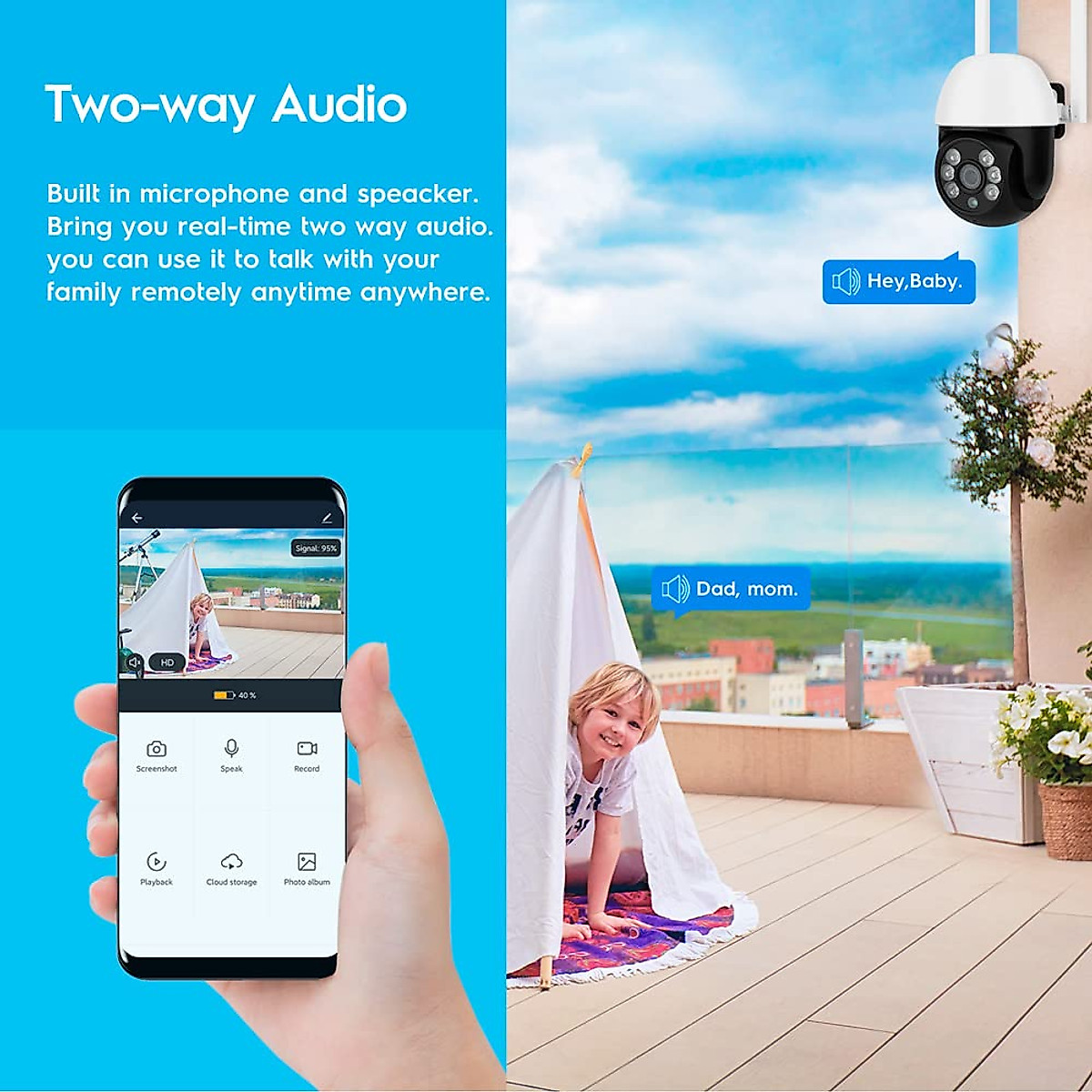 Funxwe Smart Security WiFi PTZ IP Camera Wireless 1080P HD Color Night Vision Spotlight Two Way Audio, AI Motion Detection Home Surveillance for Baby Pet Dog Monitor