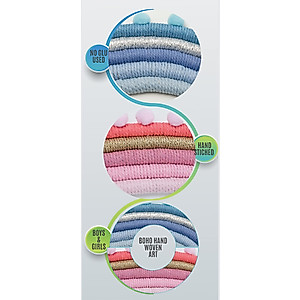 Macrame Pastel Rainbow with Pompoms and Tassels, Wall Hanging Accent for Boys Boho Kid Room Decor, Adorable Baby Shower or Awesome Birthday Gift, Blue 14x11 inches