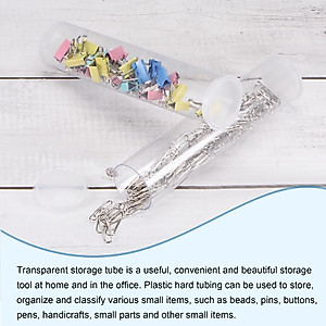 MECCANIXITY Clear Storage Tube 1 5/8"x7.5"(41mmx190mm) Lightweight for Bead Containers, Craft, DIY with White Caps 5 Pack