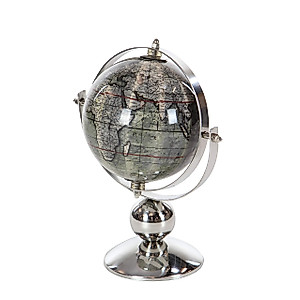 Deco 79 43487 Stainless Steel and PVC Decorative Globe, 8"L x 5"W x 10"H, Silver