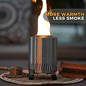Tabletop Fire Pit with Stand, Mini Outdoor Smokeless Firepit, for Backyard, Patio, or Camping, Travel Bag, (6) Firestarters, & Wood Pellets Included
