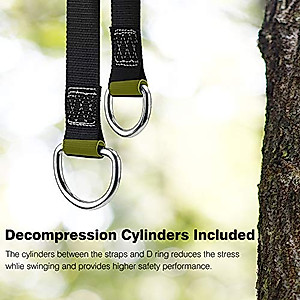 PACEARTH 10ft Tree Swing Straps Hanging Kit, Holds Max 2425lbs with Safer Lock Carabiners, Easy Fast Installation for Tire and Saucer Swings, Camping Hammock Accessories, Tree Attachment Straps - 2Pcs