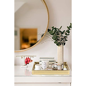 Vixdonos Decorative Mirror Tray Gold Serving Tray Bathrooom Vanity Tray for Makeup,Candle Holders,16.2'' X 12.2" X 2''