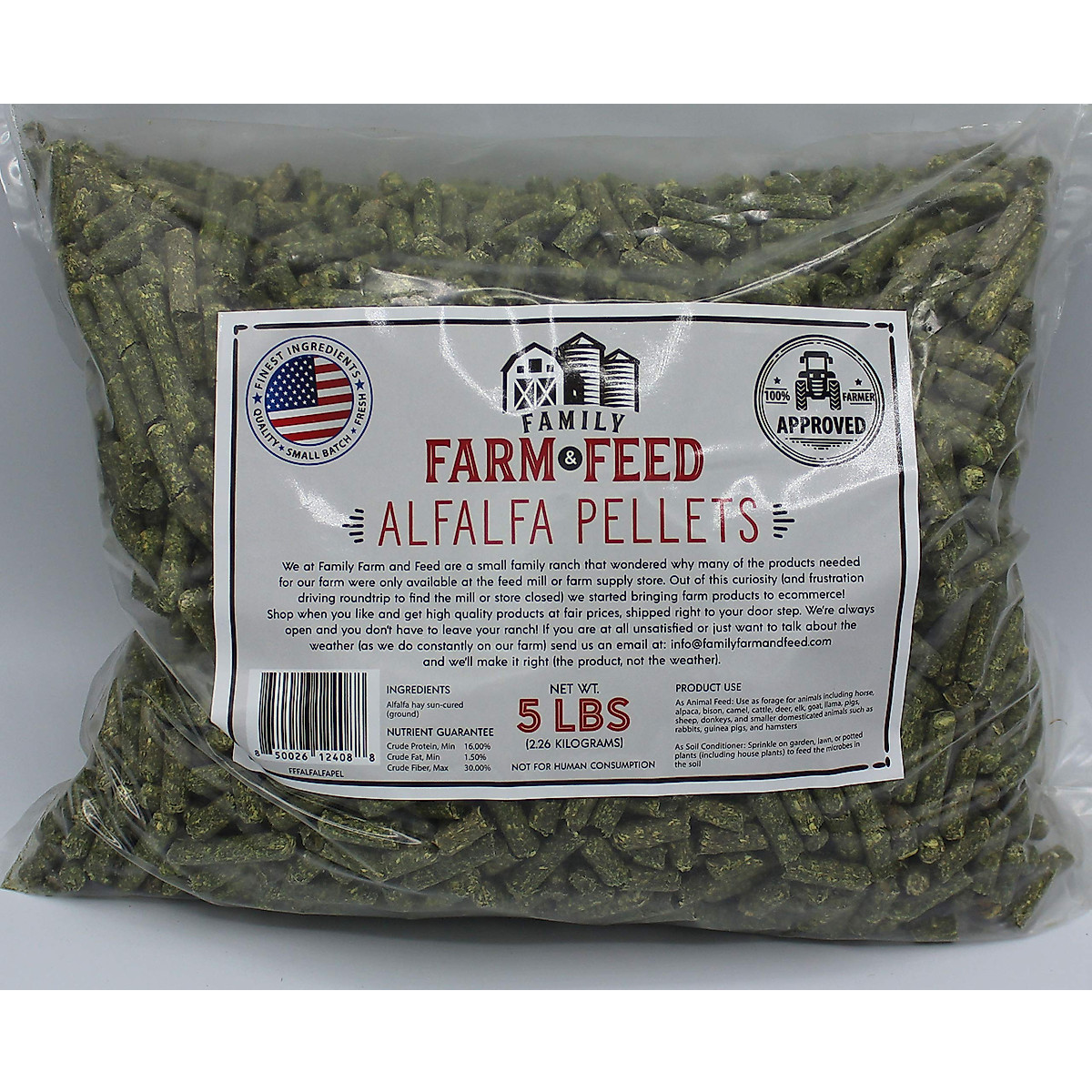 FAMILY FARM AND FEED | Alfalfa Hay Food | Small Pet | Young and Adult | Pellets | 5 Pounds