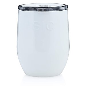Seriously Ice Cold SIC 16oz Insulated Stemless Wine Tumbler Mug, Premium Double Wall Stainless Steel, Leak Proof BPA Free Lid