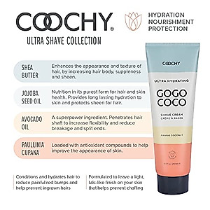 Coochy Ultra Hydrating Shaving Cream | Prevents Irritation, Bumps & Dry Skin | Doubles as Hair Conditioner | Coconut Oil, Tea Tree Oil, Jojoba Oil, Shea Butter & Aloe Vera | Mango Coconut 8.5oz/250mL