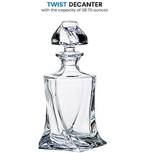 FineDine European Style Glass Whiskey Decanter & Liquor Decanter with Glass Stopper, 28 Oz.- With Magnetic Gift Box - Aristocratic Exquisite Quadro Design - Glass Decanter for Alcohol Bourbon Scotch.