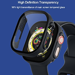 Charlam Compatible with 49mm Apple Watch Screen Protector Ultra iWatch Case Cover, 3 Pack Hard PC Edge Bumper Cases Full Coverage Touch Sensitive Protective Screen Covers, Red/White/Black, 49mm