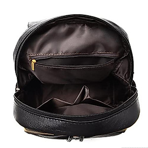 B&E LIFE Backpack Mini Backpack PU Leather Ladies Rucksack Shoulder Bag Purses Girls Backpack (Black)