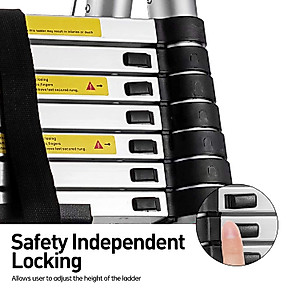 Pro Aluminum Telescoping Ladder 16.5 FT, Extension Ladder 2-in-1, Multi-Purpose Ladder (LD-5000) Sliver