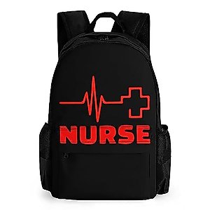 Nurse Heartbeat Red Cross Laptop Backpack for Men Women Shoulder Bag Business Work Bag Travel Casual Daypacks
