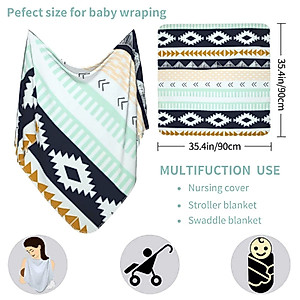 Western Native American Newborn Swaddle Blanket, Soft & Cozy Aztec Receiving Baby Blankets Swaddle Wrap for Boys and Girls