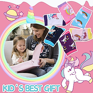 ANTSANG Children Cotton Crew Socks for Girl Kids Toddler Fashion Cute Cartoon Animal Socks 6 Pack