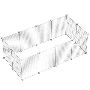 GIMTRR Pet Playpen, White Puppy Fence Portable Small Animals Cage, DIY Wire Dog Playpen Metal Yard Fence for Guinea Pig, Rabbit, Hamster, Kitten, Turtle, Hedgehog, Indoor Outdoor