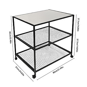 Outdoor Grill Dining Cart 3-Shelf Movable Dining Cart Adjustable Prep Cart Table Stand Storage Rack Shelves Kitchen Heavy Duty Grill Cart for Camping Lawn